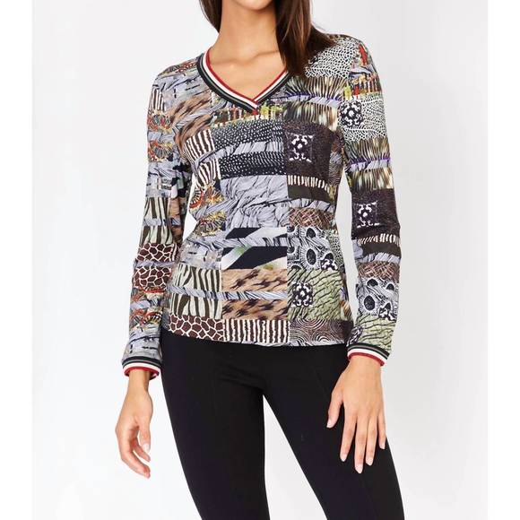 Dolcezza | Tops | New Dolcezza Mixed Animal Print Vneck Top In As ...